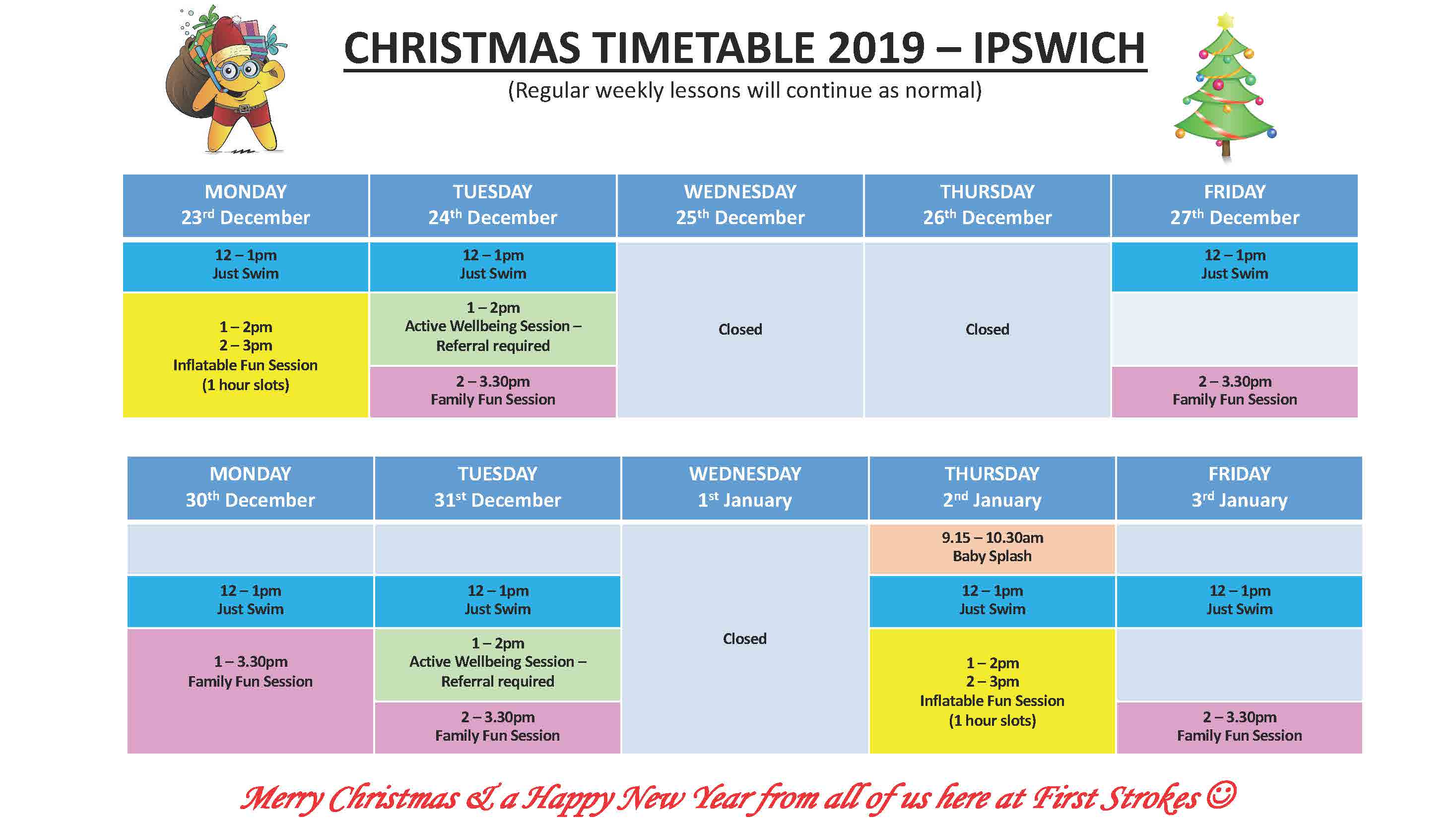 Christmas 2019 Timetable Ipswich - First Strokes