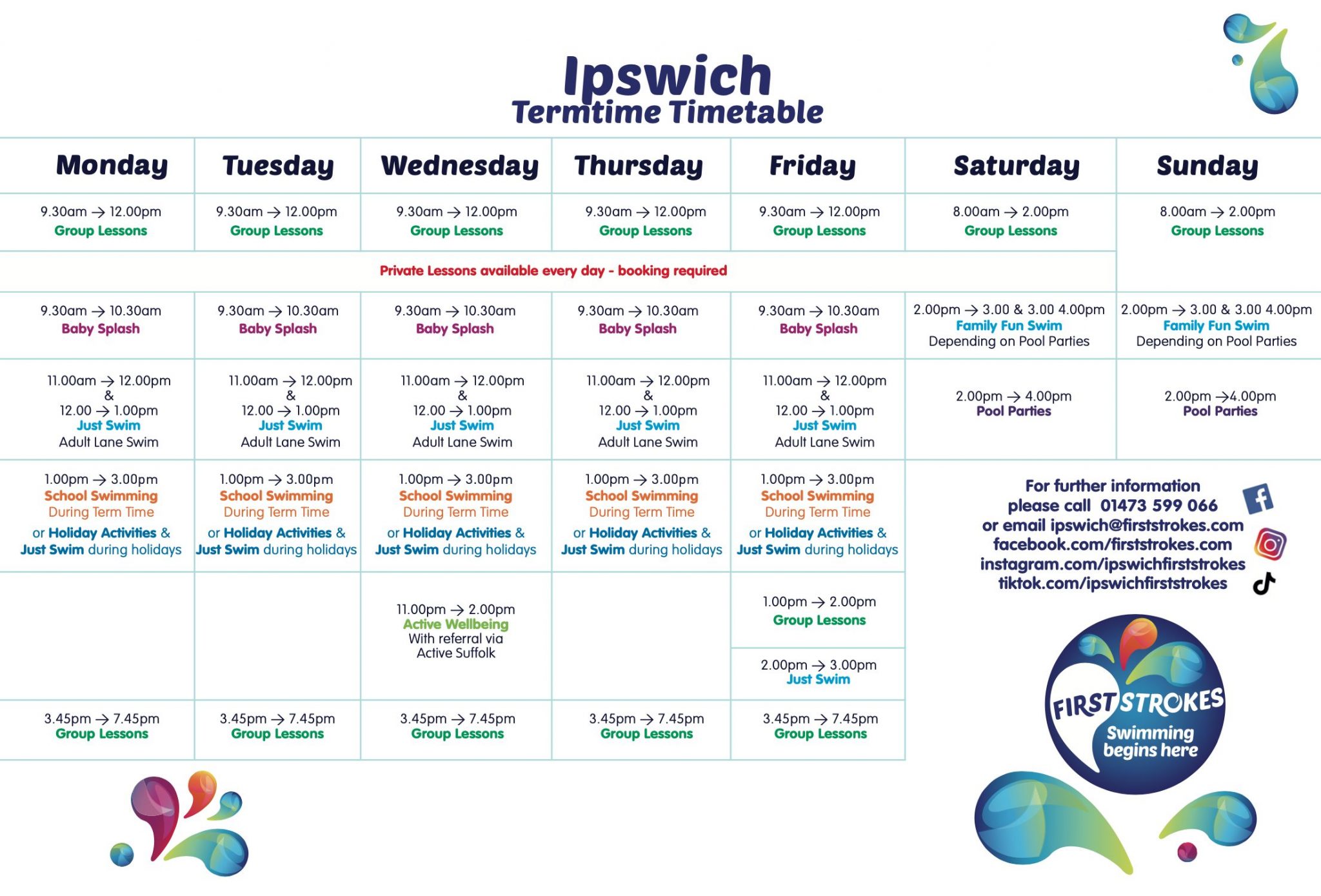 First Strokes Swim Schools provide swimming lessons in Ipswich, Suffolk